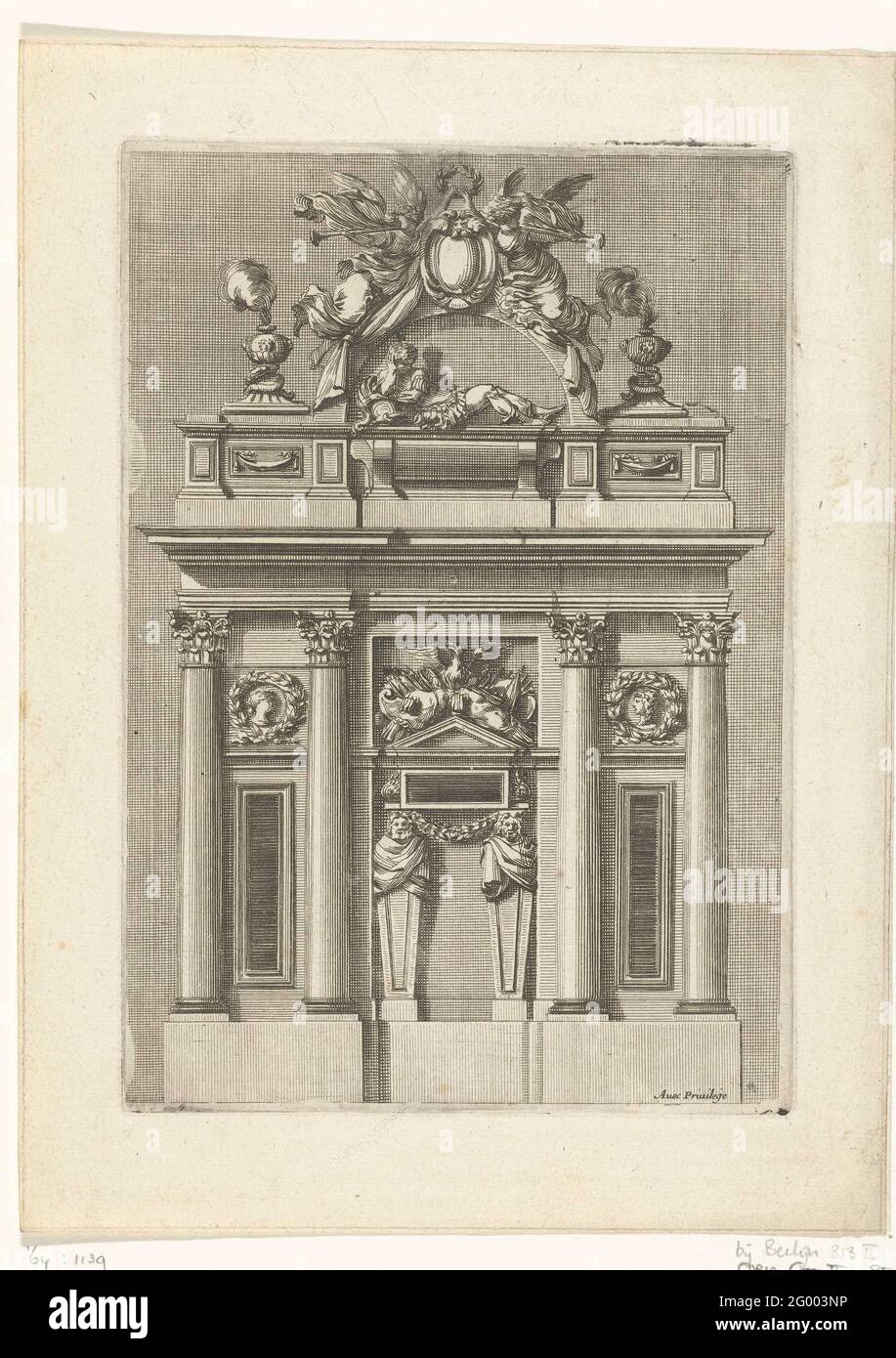 Tomb monument. Triumphal arch with two pairs of coupled, sunken ...