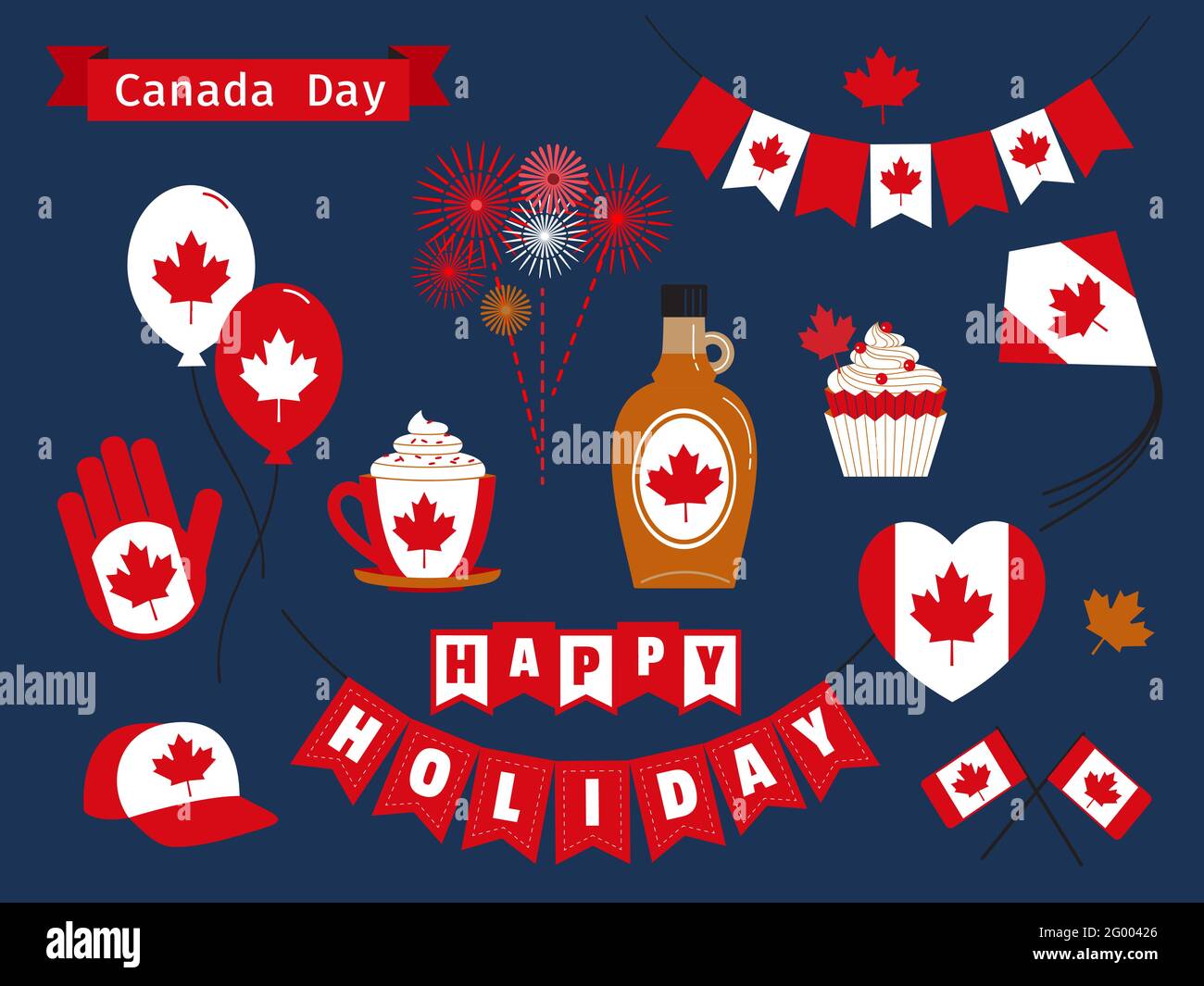 Happy Canada Day holiday vector icons set Stock Vector Image & Art - Alamy