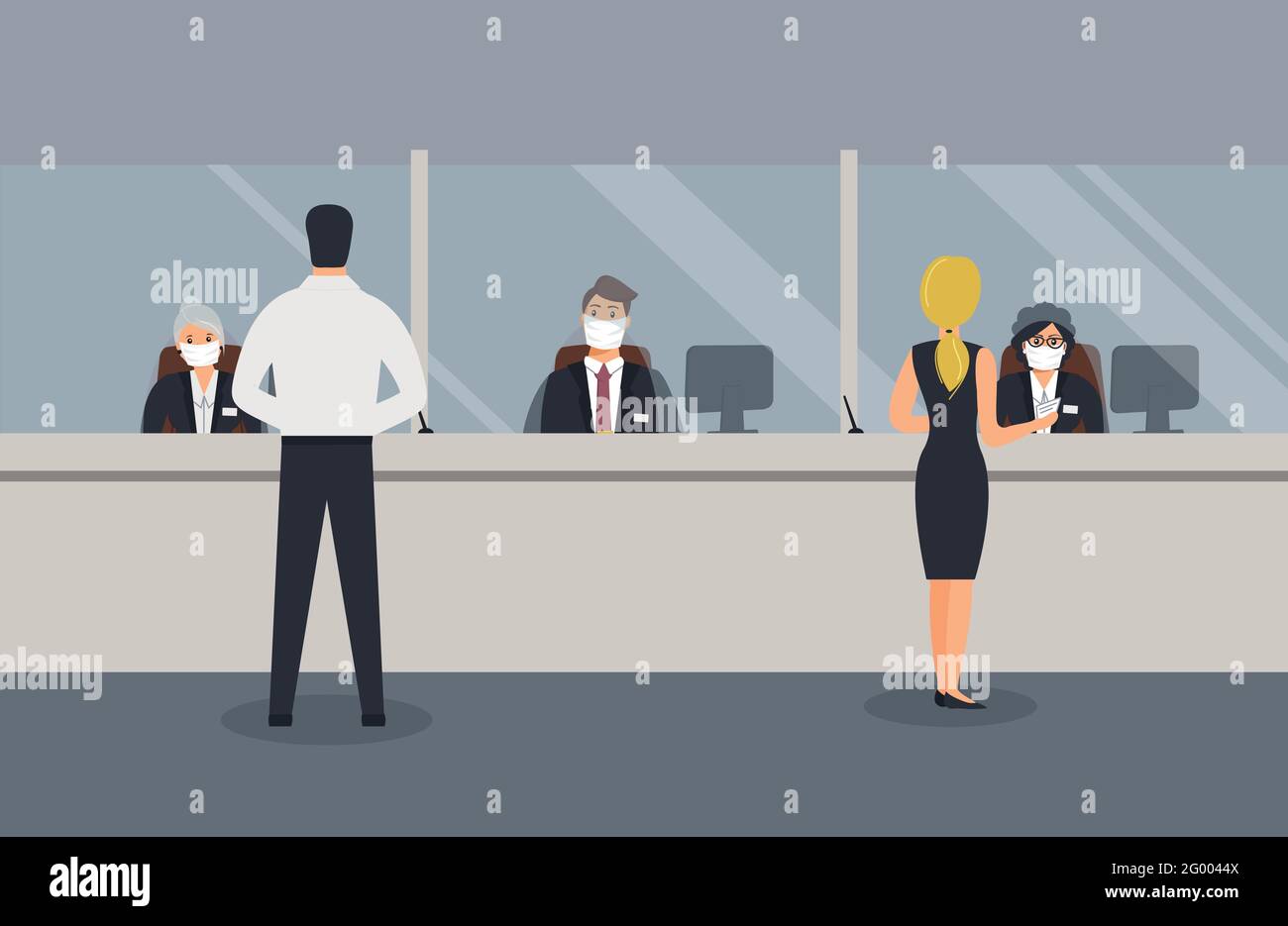 Behind counter staff Stock Vector Images - Alamy