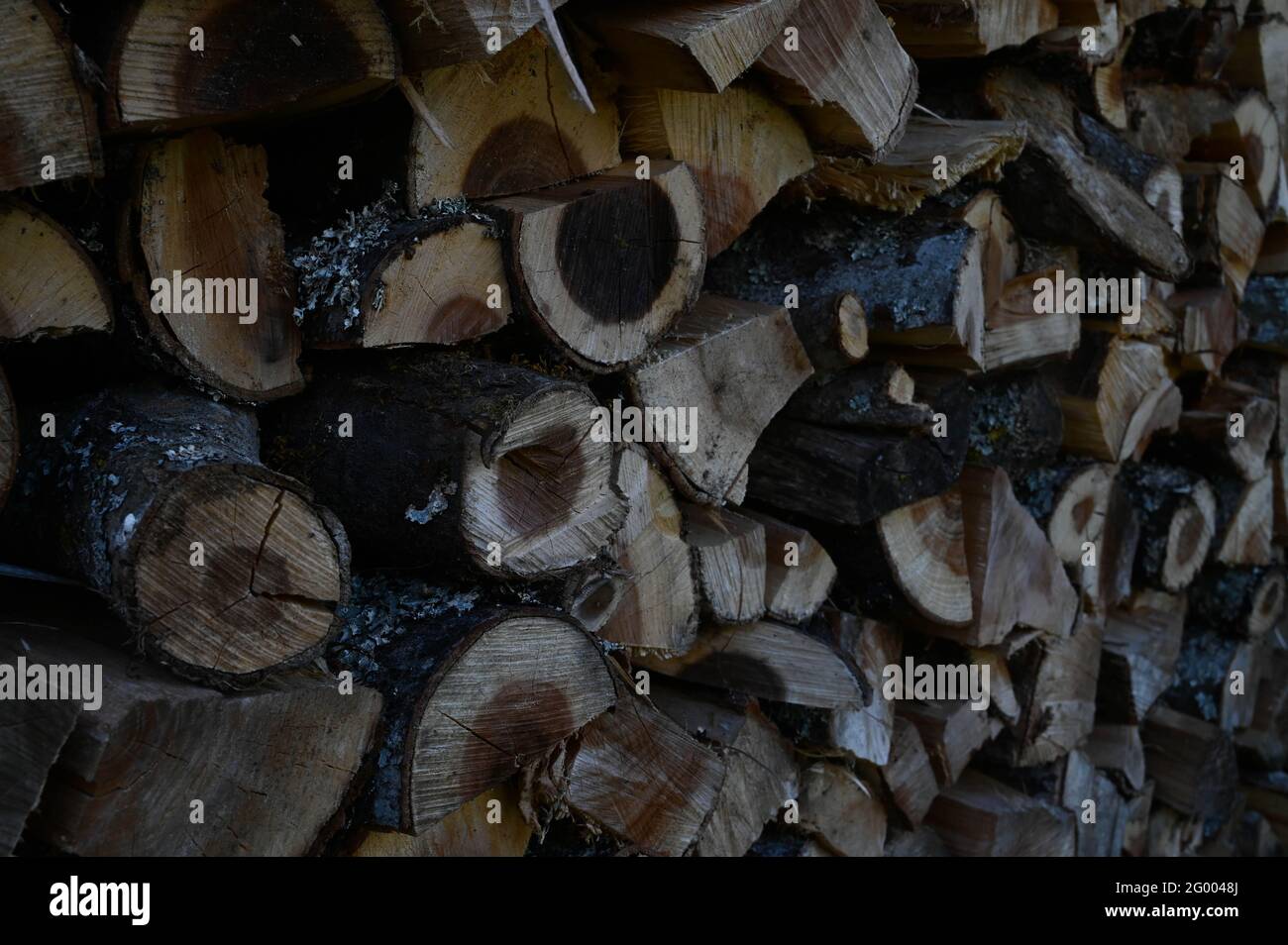 Firewood stacked along wall hi-res stock photography and images - Alamy