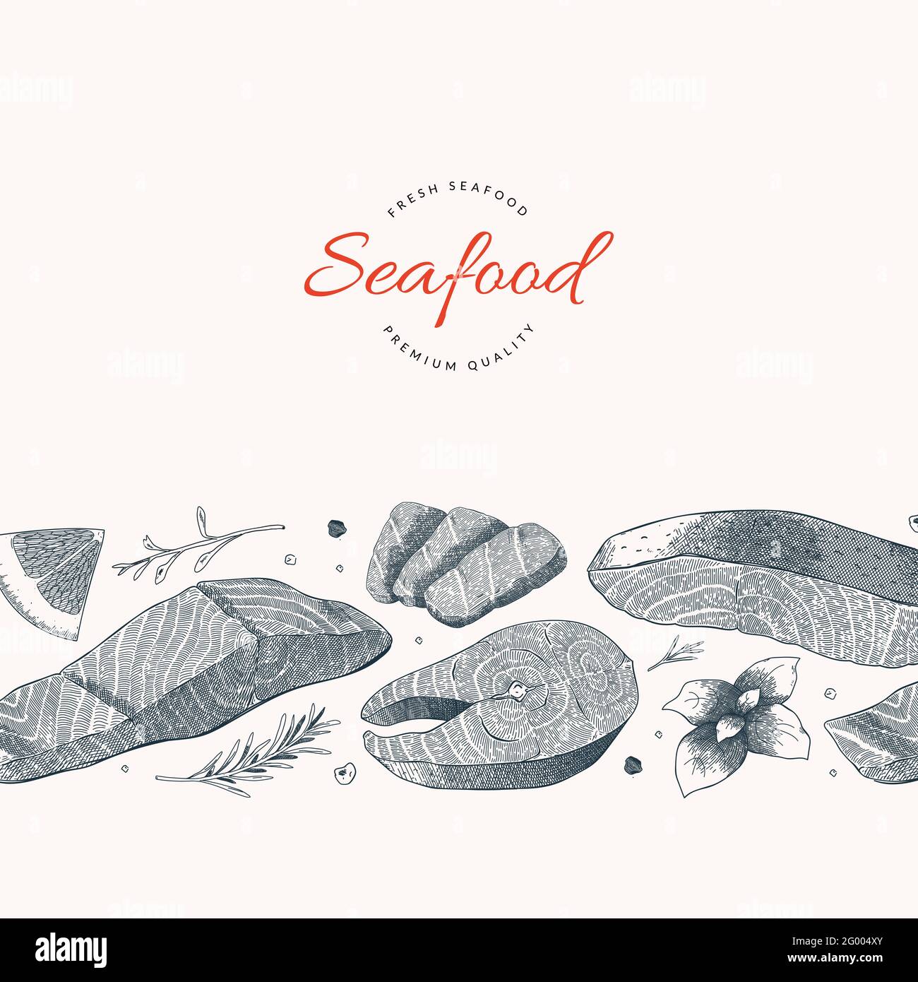 Salmon fish etching Stock Vector Images - Alamy