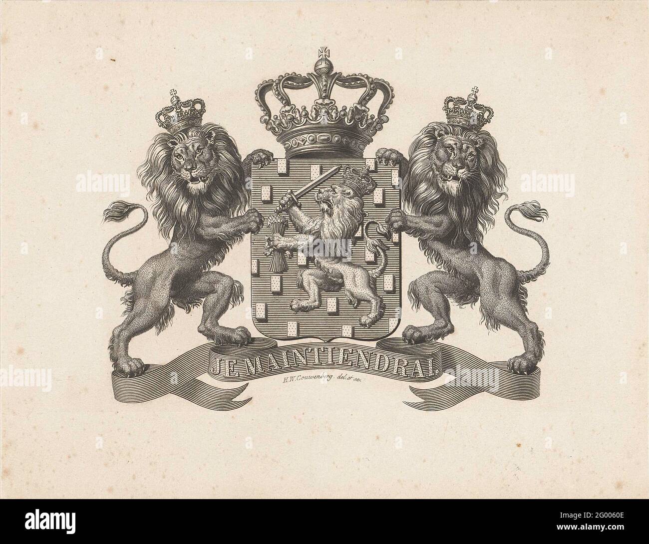 Coat of arms of the Netherlands with motto: Your Maintiendrai Stock ...