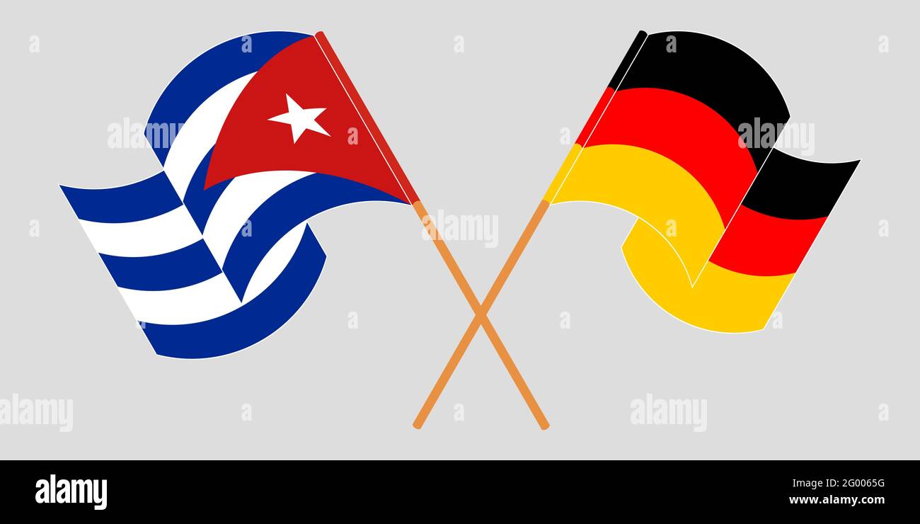 Crossed and waving flags of Cuba and Germany. Vector illustration Stock ...