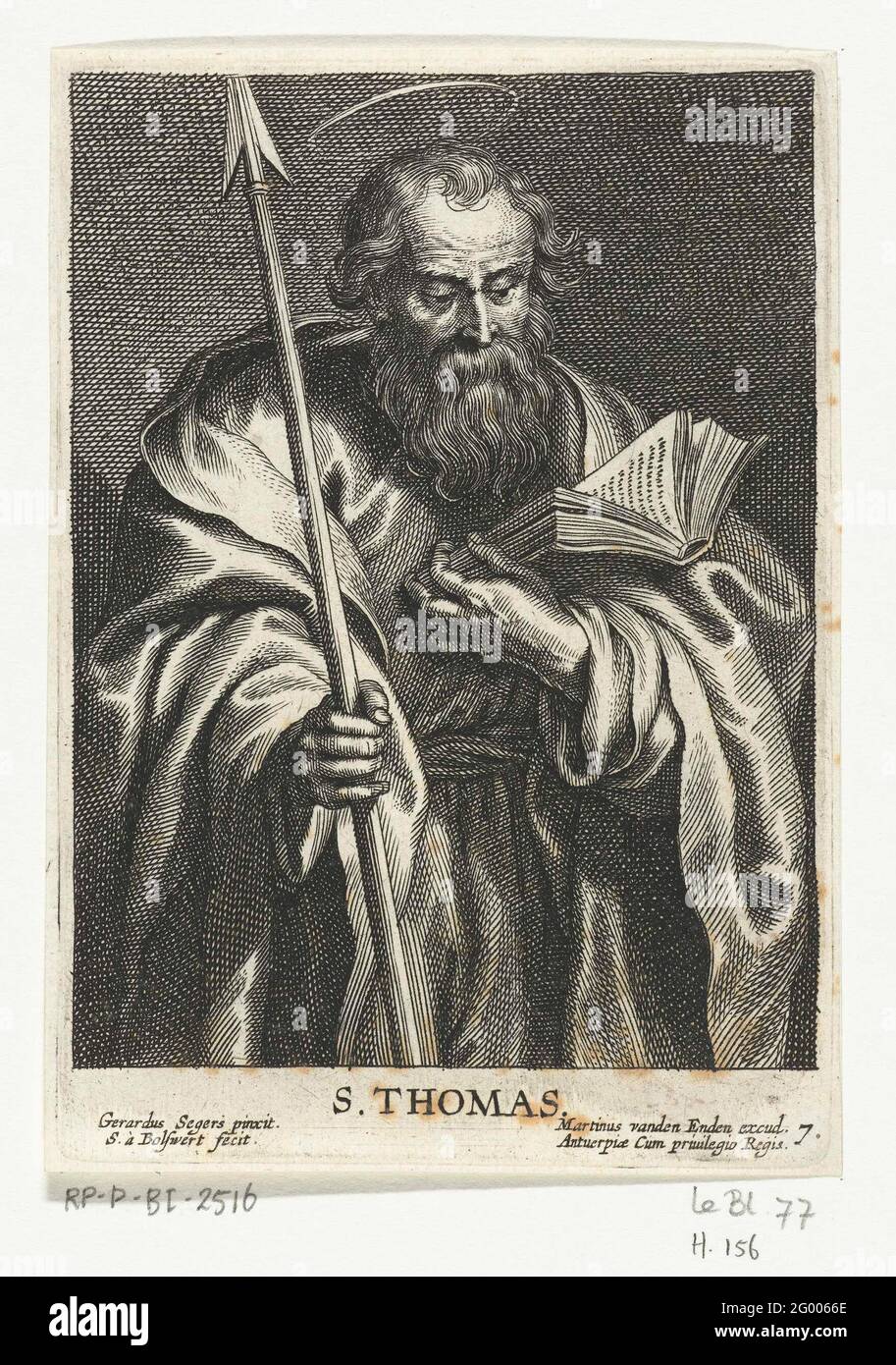 Saint Thomas with spear; S. Thomas; Christ, Paul and twelve apostles ...