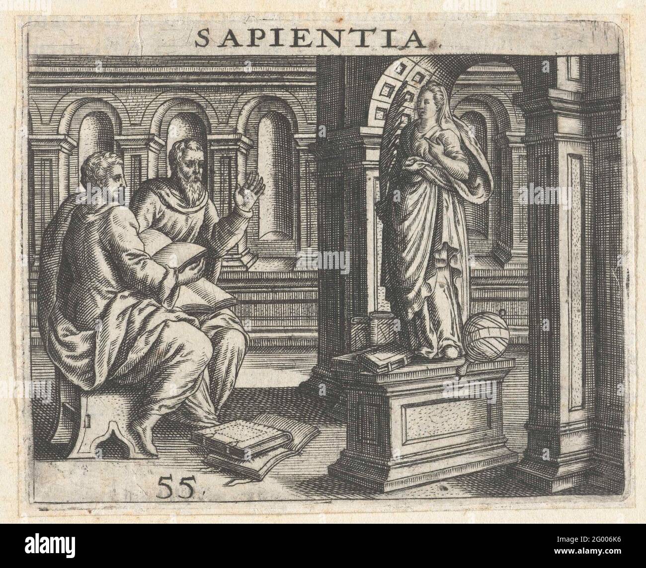 Two men study the wisdom; Sapientia; Denis Lebey de Batilly, emblemata ...