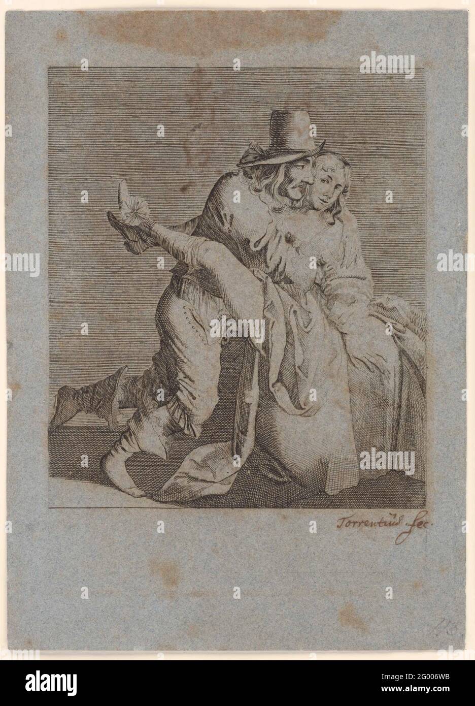 Copulating couple. Man penetrates sitting woman who turns legs around ...