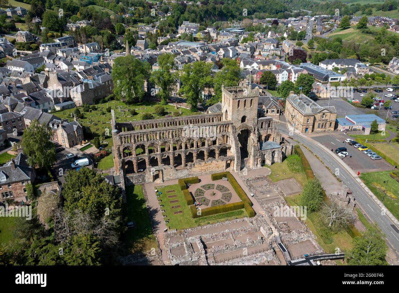 Aerial view of Jedburgh Abbey, Jedburgh, Scotland, UK Stock Photo - Alamy