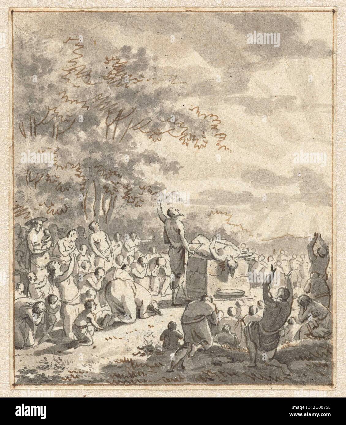 In the earliest Tyden of the Batavieren. Man offering Stock Photo - Alamy