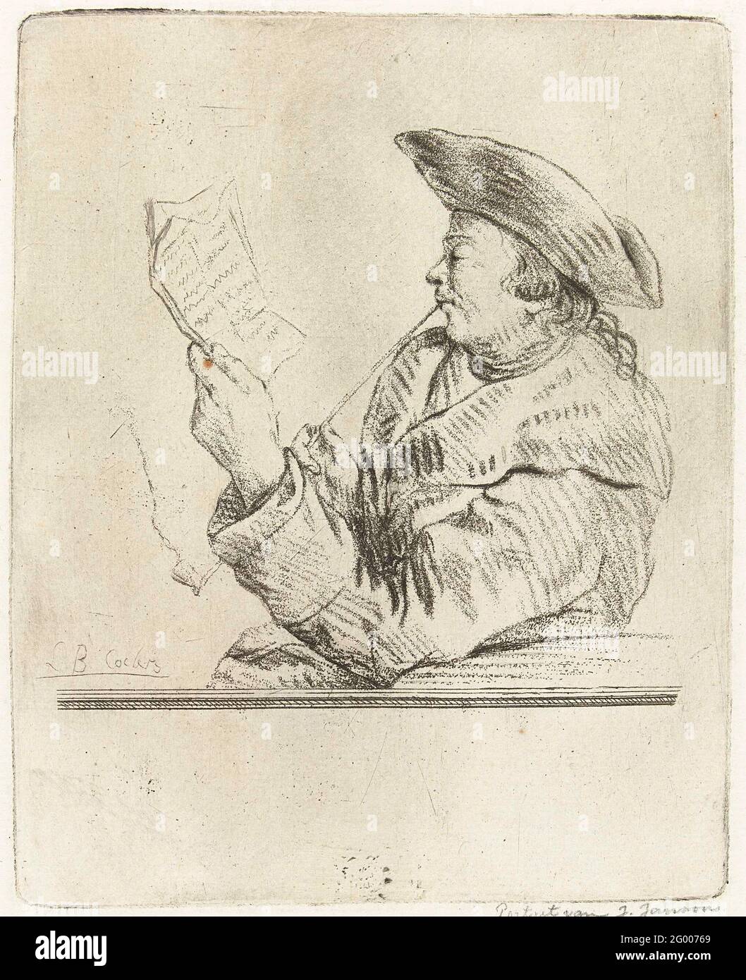 Portrait of the artist Johannes Janson. Johannes Janson, with stab and ...