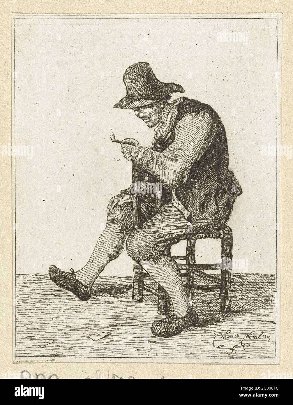 Sitting man with pipe. A farmer is the vice versa of a chair. In his ...