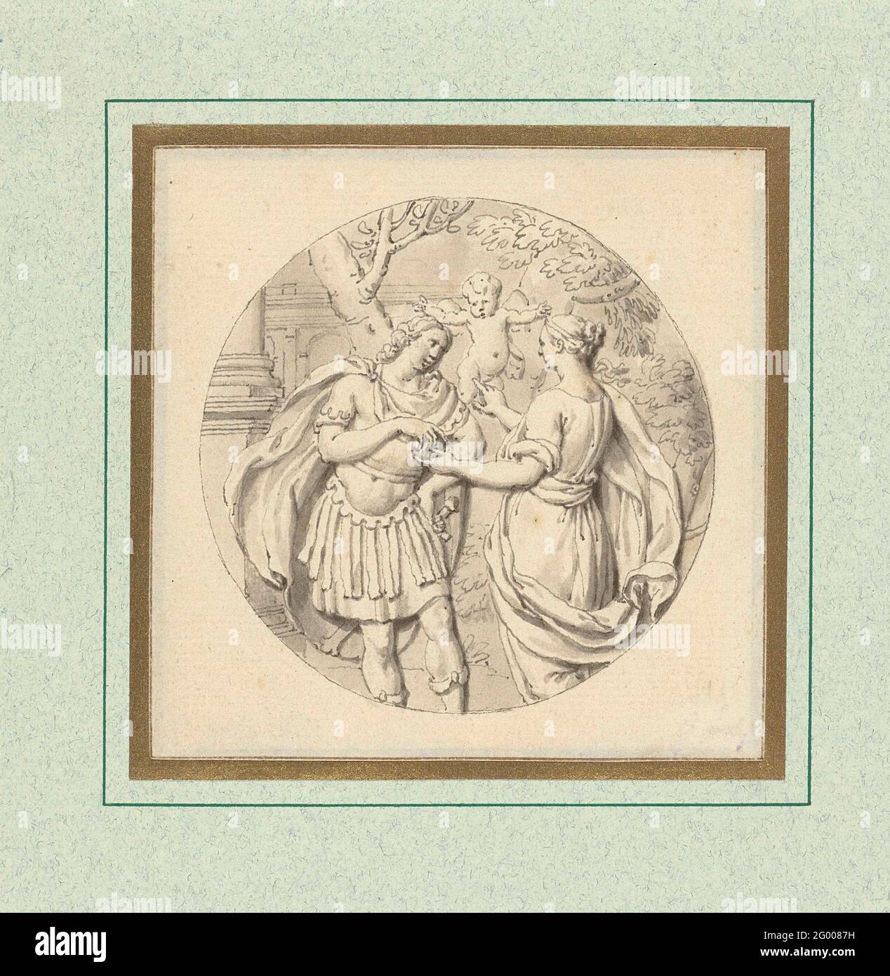 Mythological representation of Paris who handles Venus the apple Stock ...