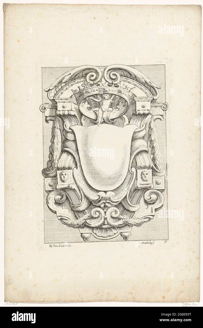 Cartouche in the shape of a shield; Cartouches. Cartouche with an open ...