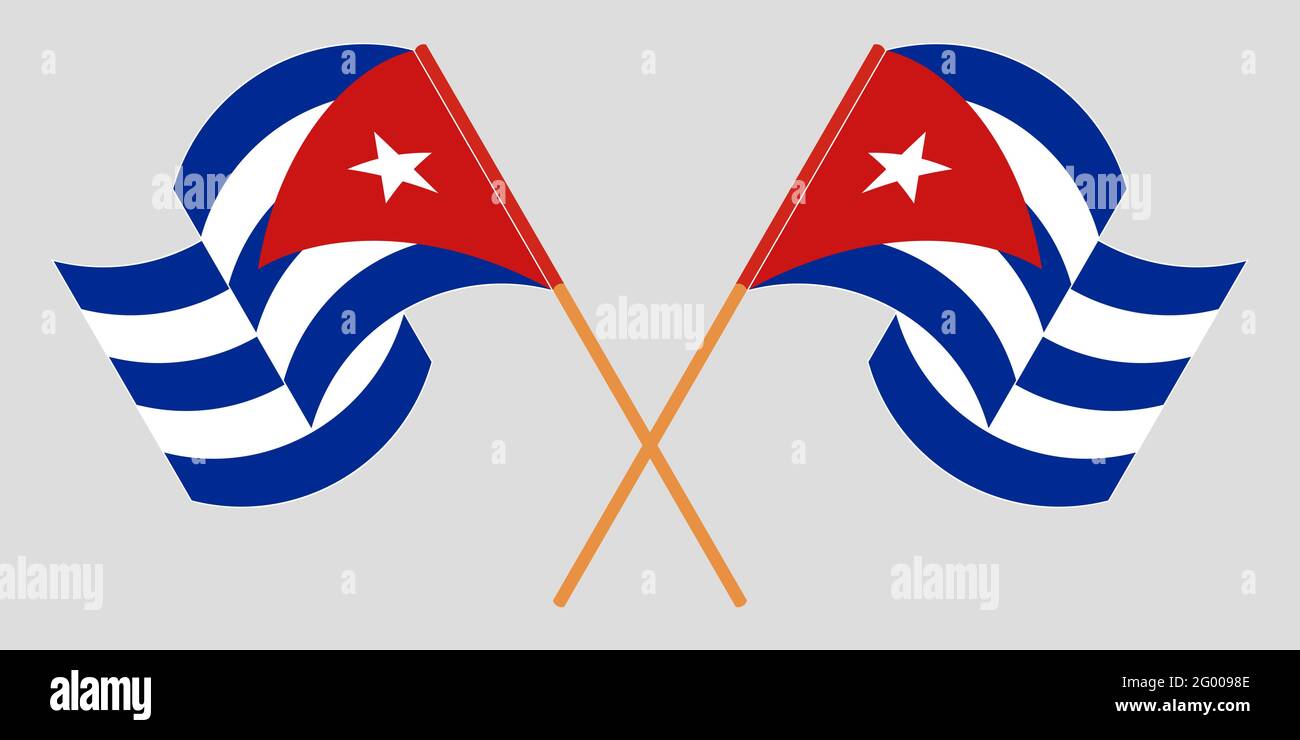 Crossed and waving flags of Cuba. Vector illustration Stock Vector ...