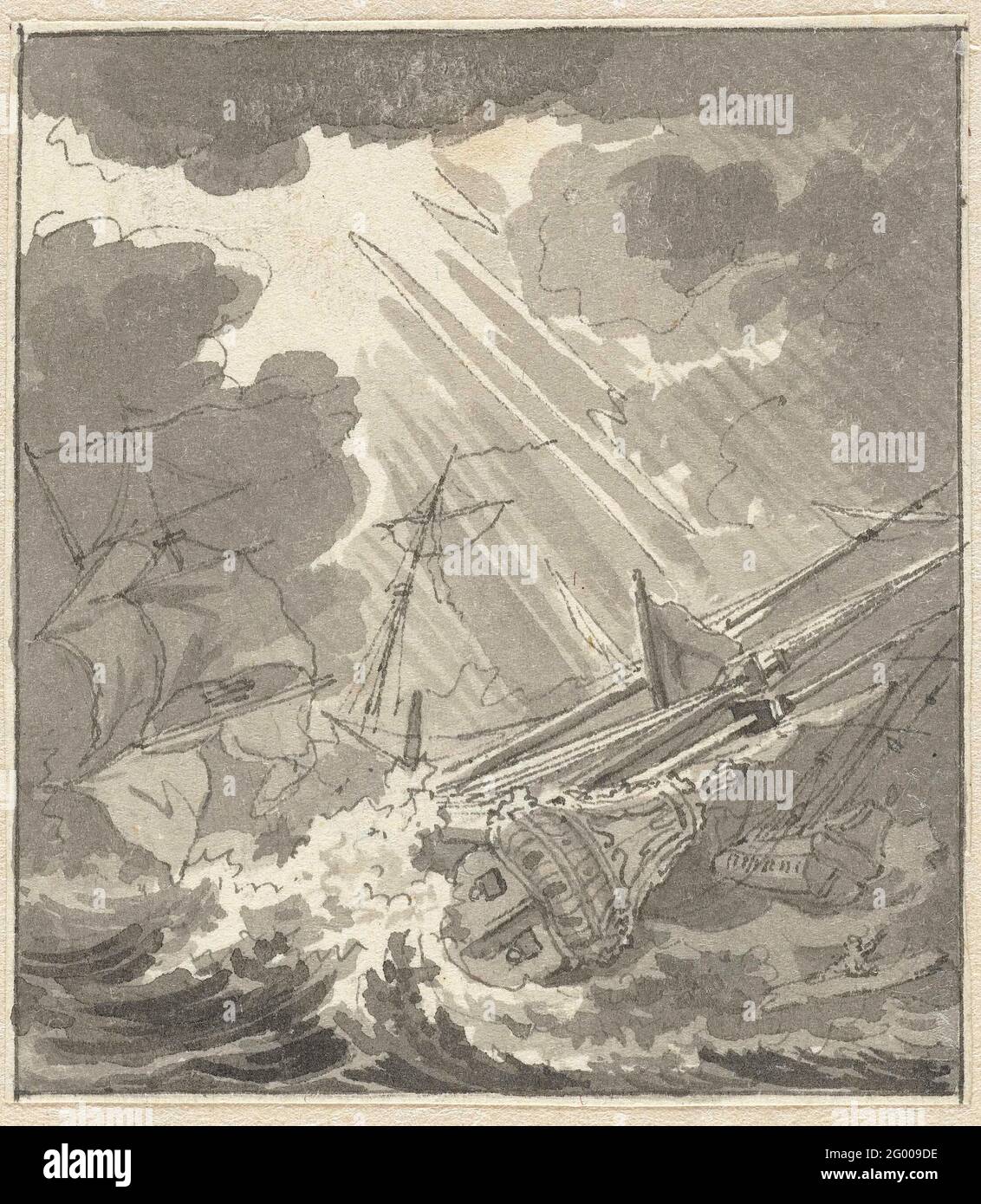 In the year 1559. Ships during storm at sea Stock Photo - Alamy