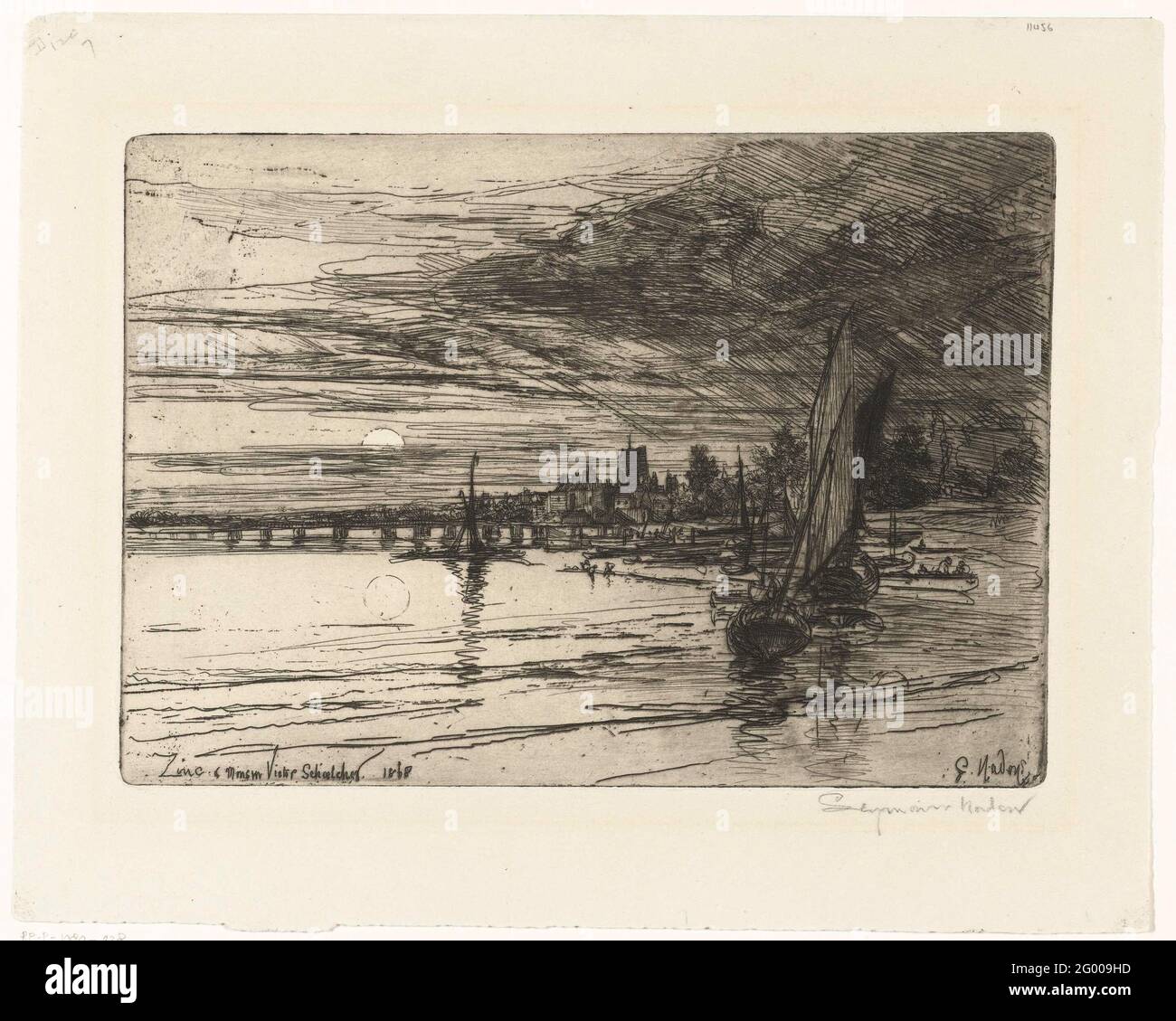 Bridge over the Thames; BATTERSEA BRIDGE. The River Thames at full moon ...