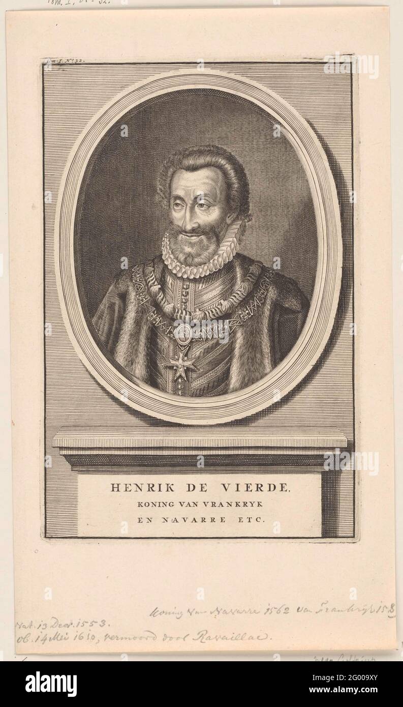 Portrait of Hendrik IV of France; Hendrik the fourth, king of Vrankryk ...