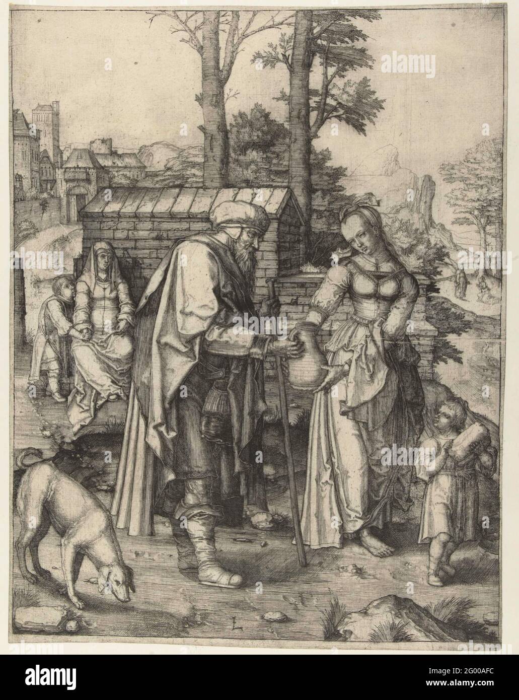 Abraham sprayed Hagar and Ismaël. Abraham gives a jug to Hagar, who ...