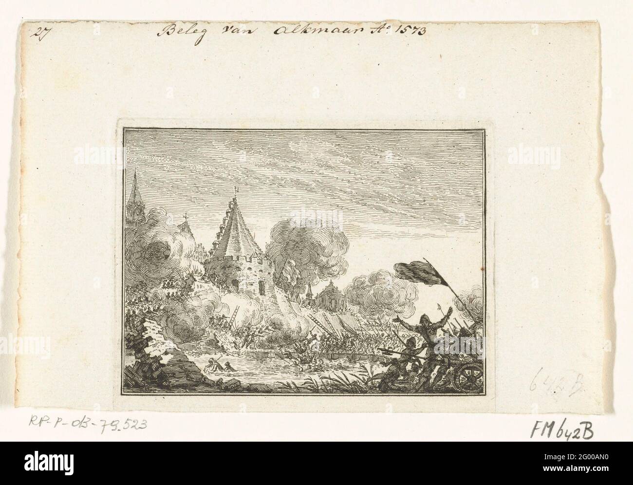 Siege of Alkmaar, 1573. Presentation of storming the city walls during ...