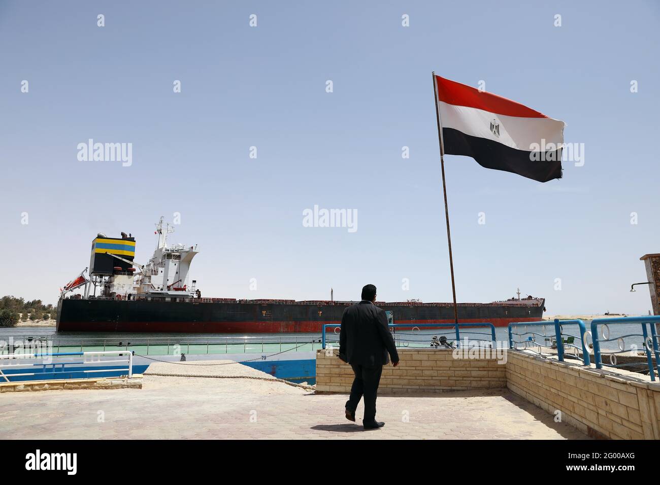 Ismailia, Egypt. 30th May, 2021. A ship travels on the Suez Canal in ...