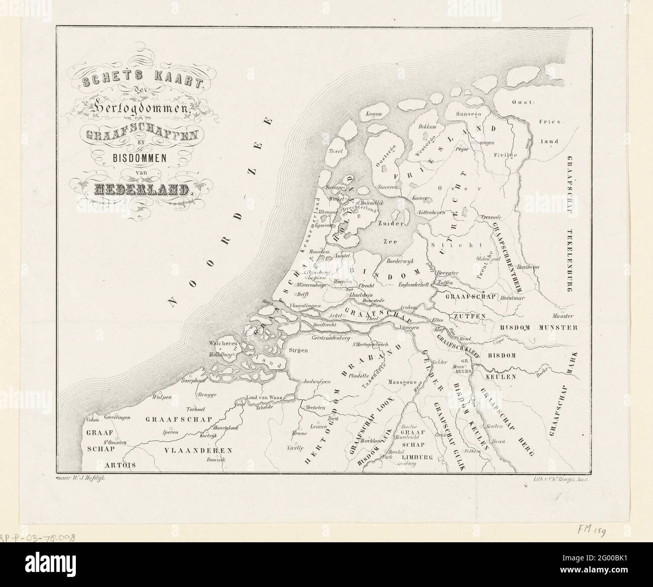 Historical map of the duchies, counties and dioces of the Netherlands ...