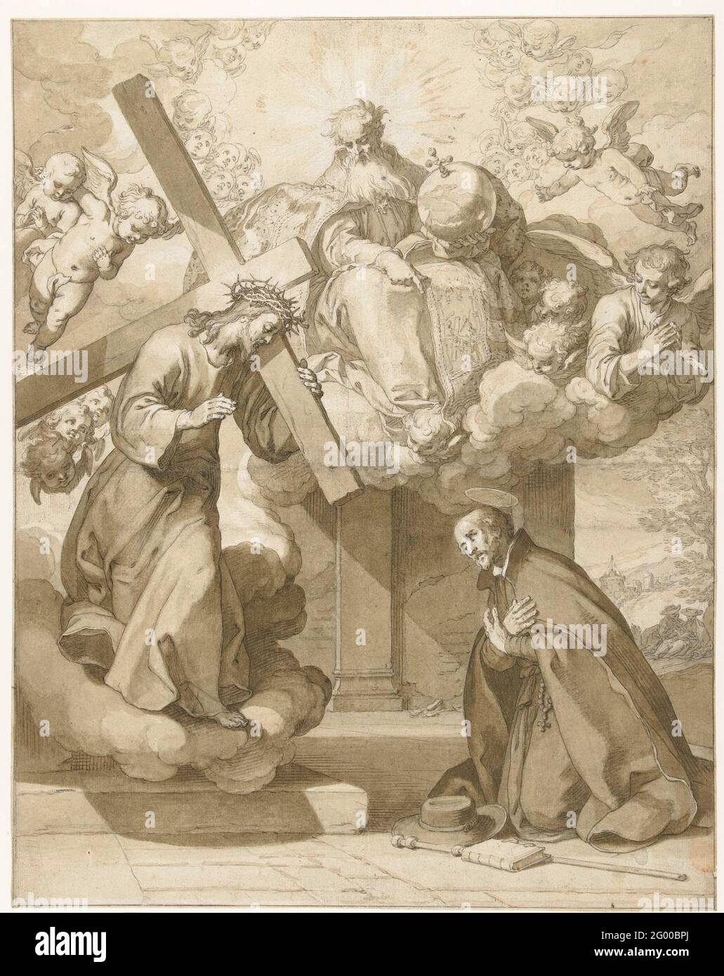 Christ with a cross appears to Ignatius van Loyola. The crossed Christ ...