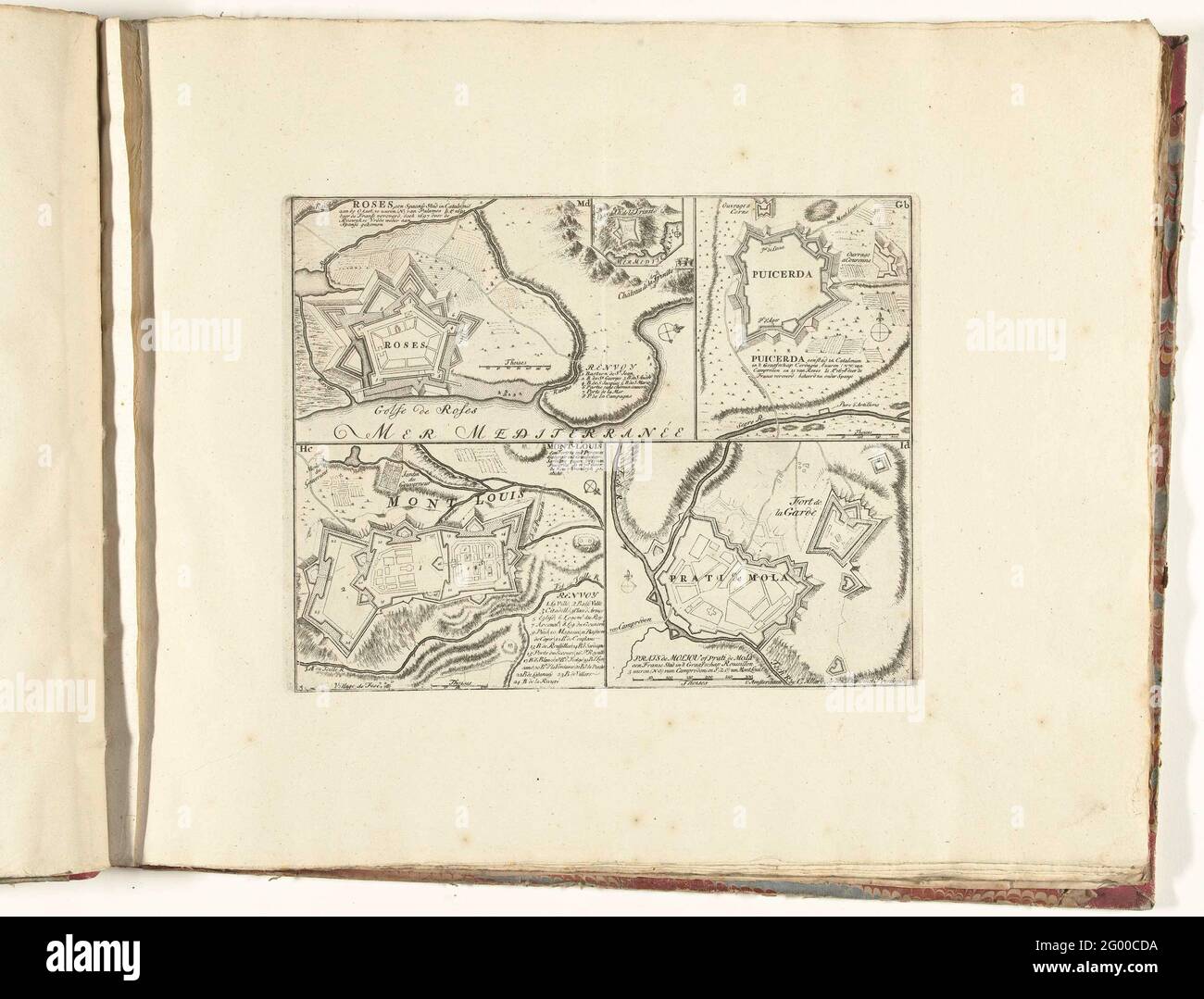 Four maps of cities in Catalonia and South of France, ca. 1701-1713 ...