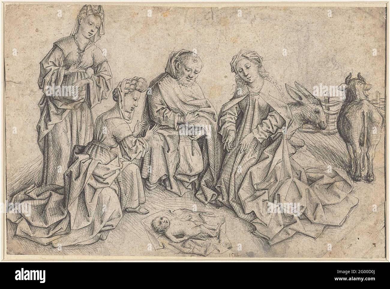 Adoration of the child in the stable Stock Photo - Alamy