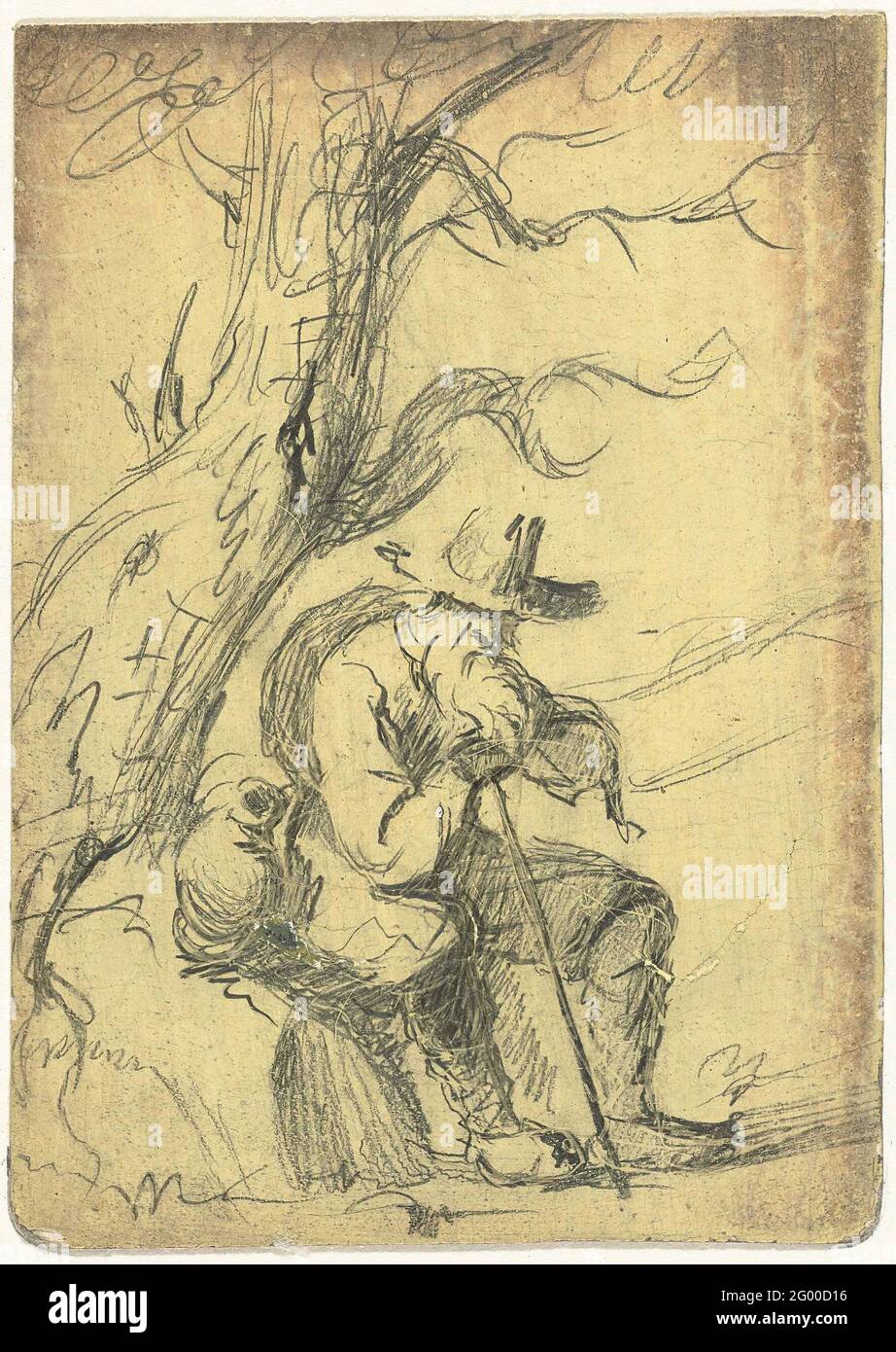 Old man sitting under a tree Stock Photo - Alamy