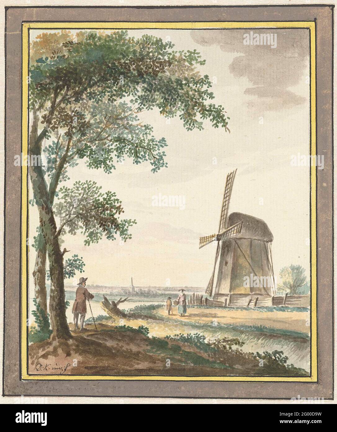 Landscape with mill Stock Photo - Alamy