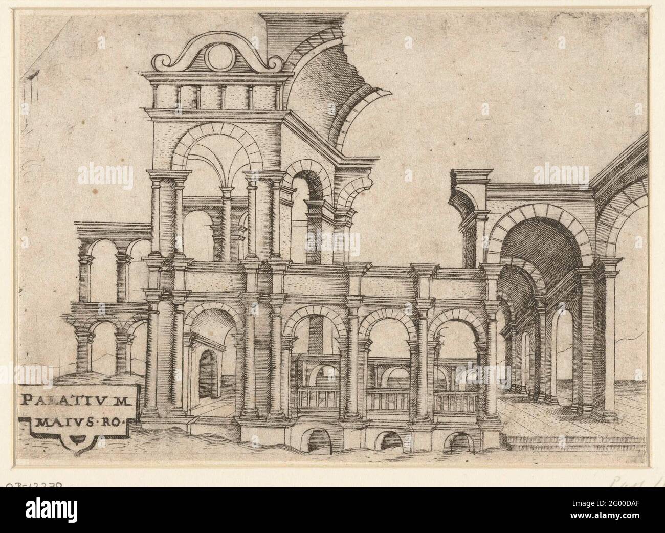 Expired classic palace; Palatium Maius. Antique architecture. Disabled ...