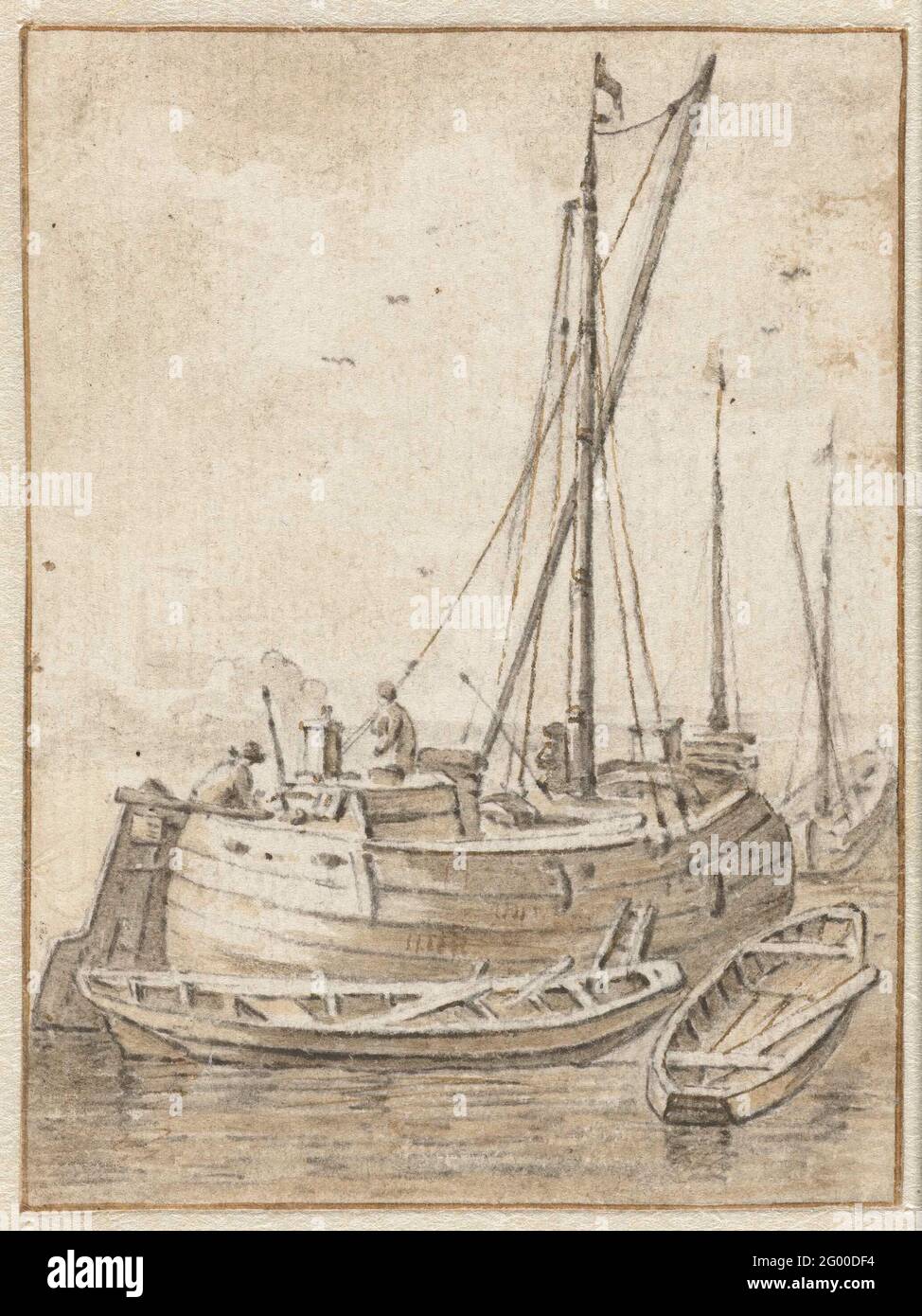 Schuit with two row boats Stock Photo - Alamy