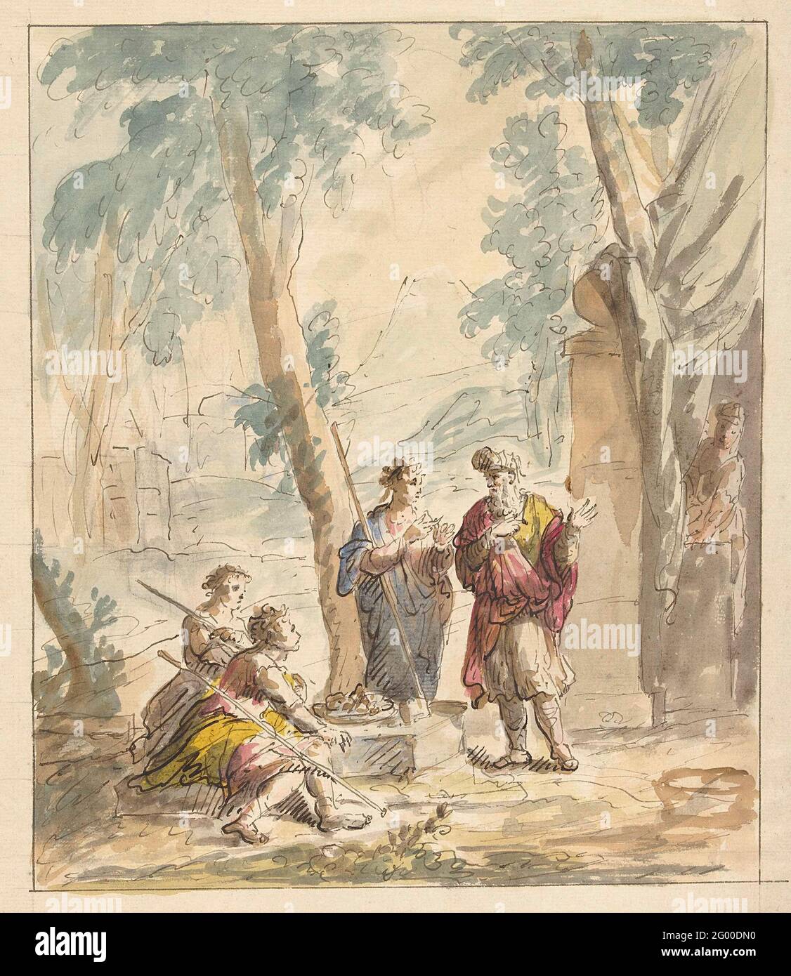 Abraham receives the three angels. Design for a painting Stock Photo ...