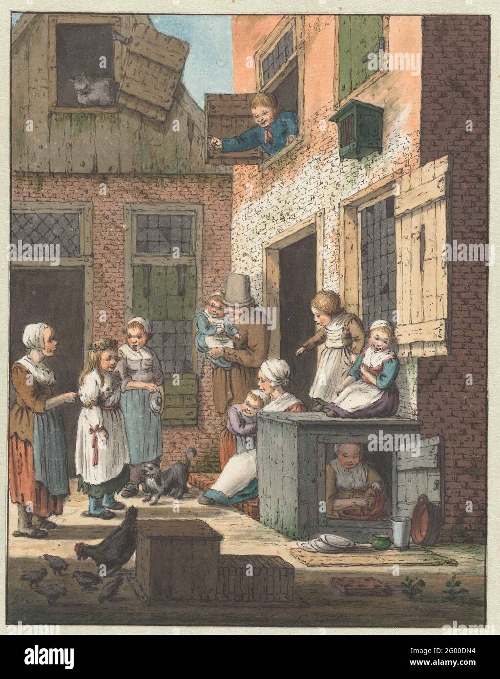 Group of people in front of a house Stock Photo - Alamy