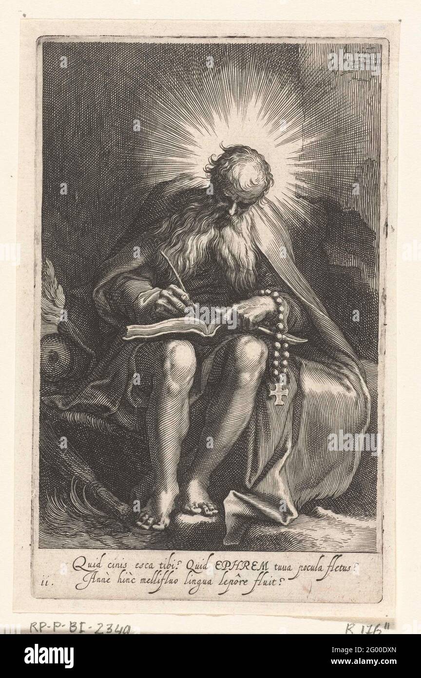 Saint Ephraim the Syrian as a hermit; Quid Sinis Esca (...) Lingua ...