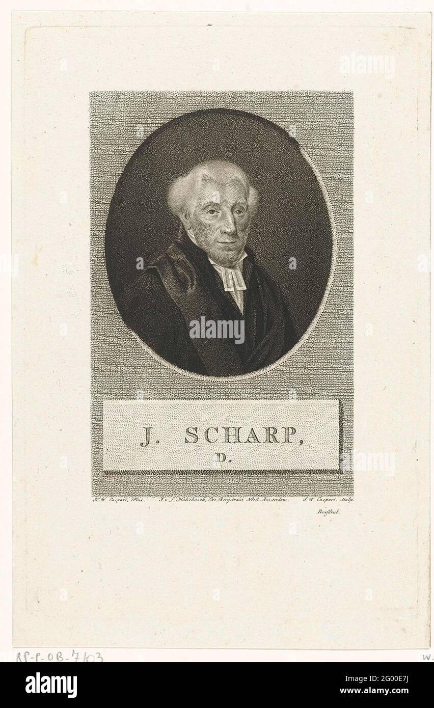 Portrait of Jan Scharp. Portrait in oval list of Jan Scharp, pastor in ...
