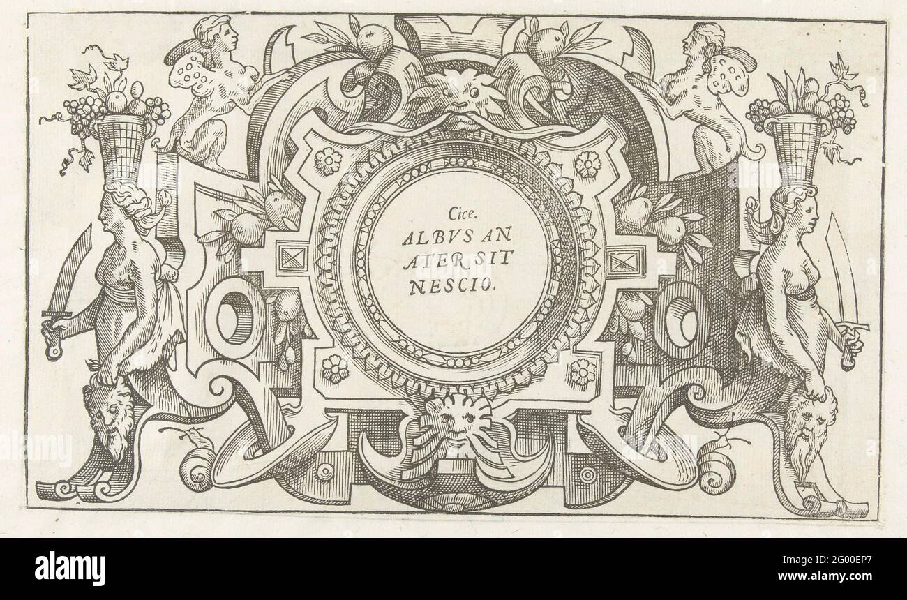 Round cartouche with a quote from Cicero; CICE./ABRVS AN / ATER SIT ...