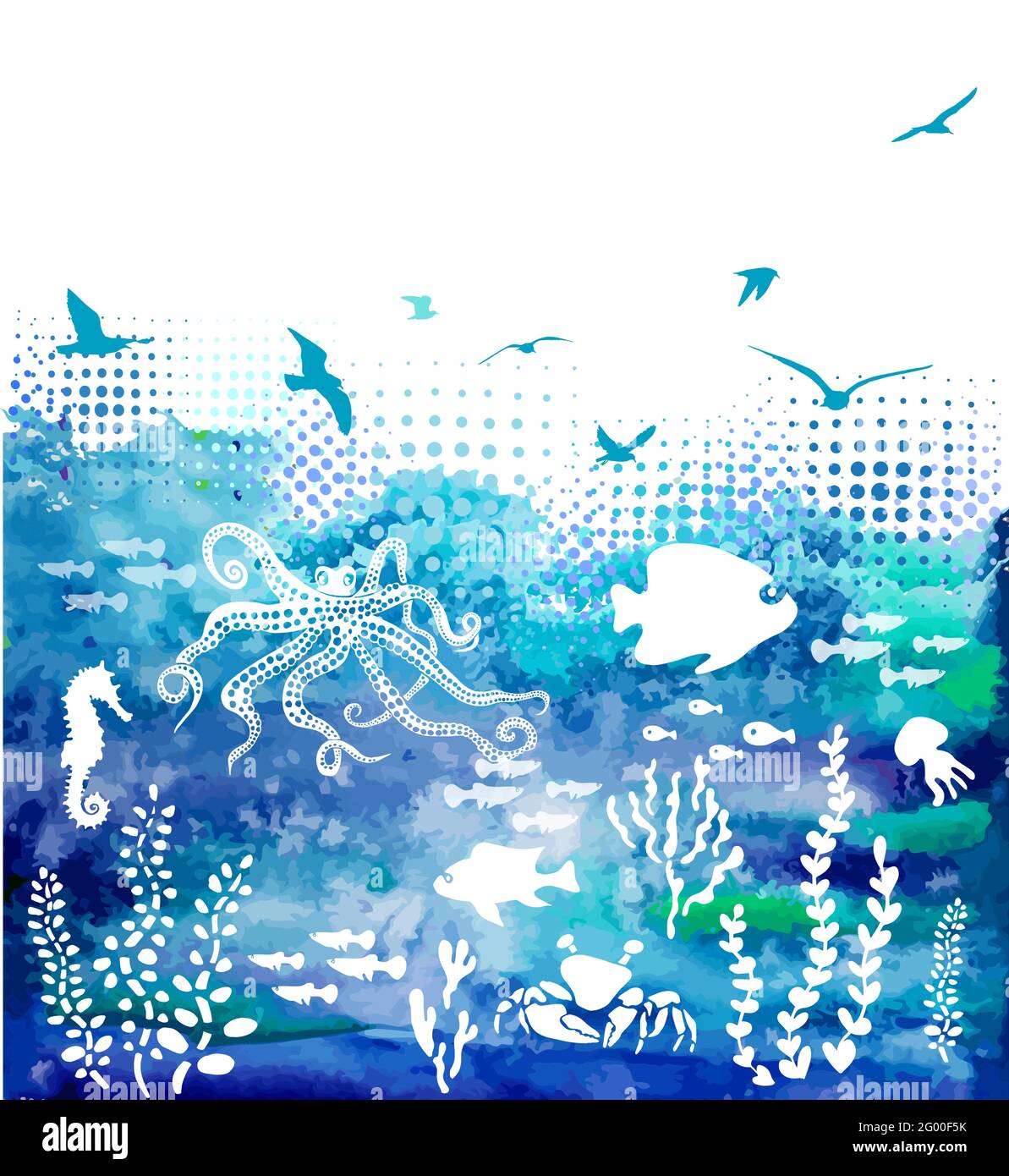 Abstraction of sea and seagulls. sea background . Vector Stock Vector ...