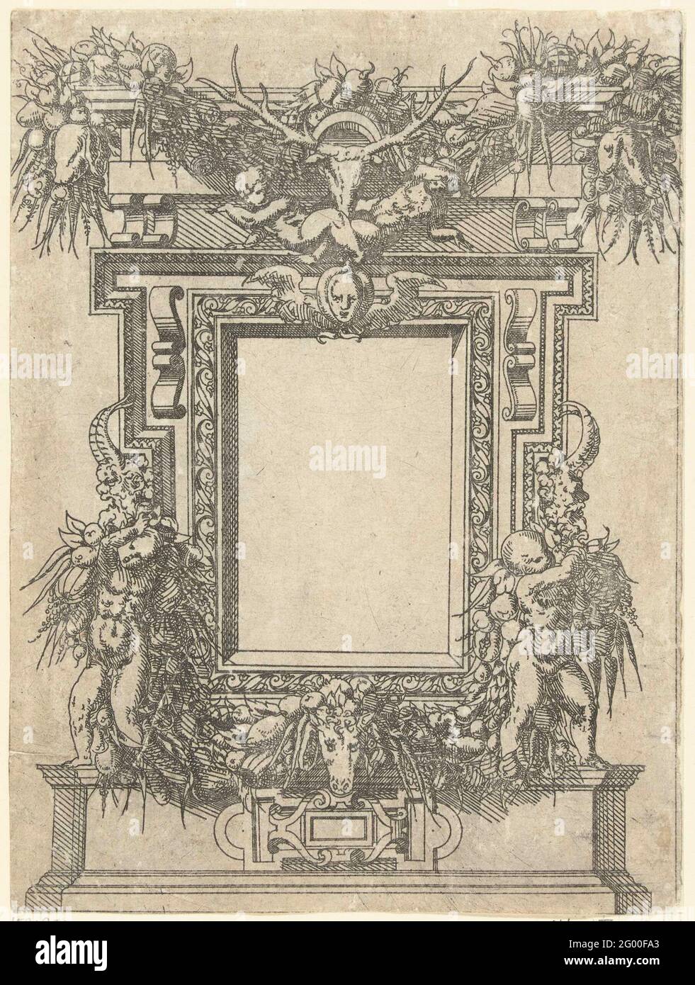 Rectangular cartouche; Ceilings and cartouches in a picture frame with ...