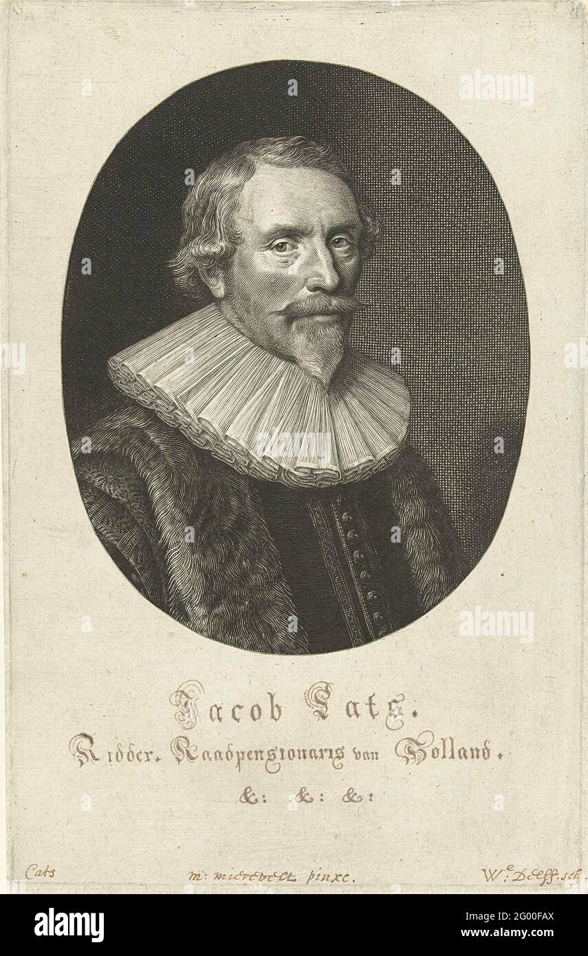 Portrait of Jacob Cats at the age of 57. Portrait of Jacob Cats at the ...