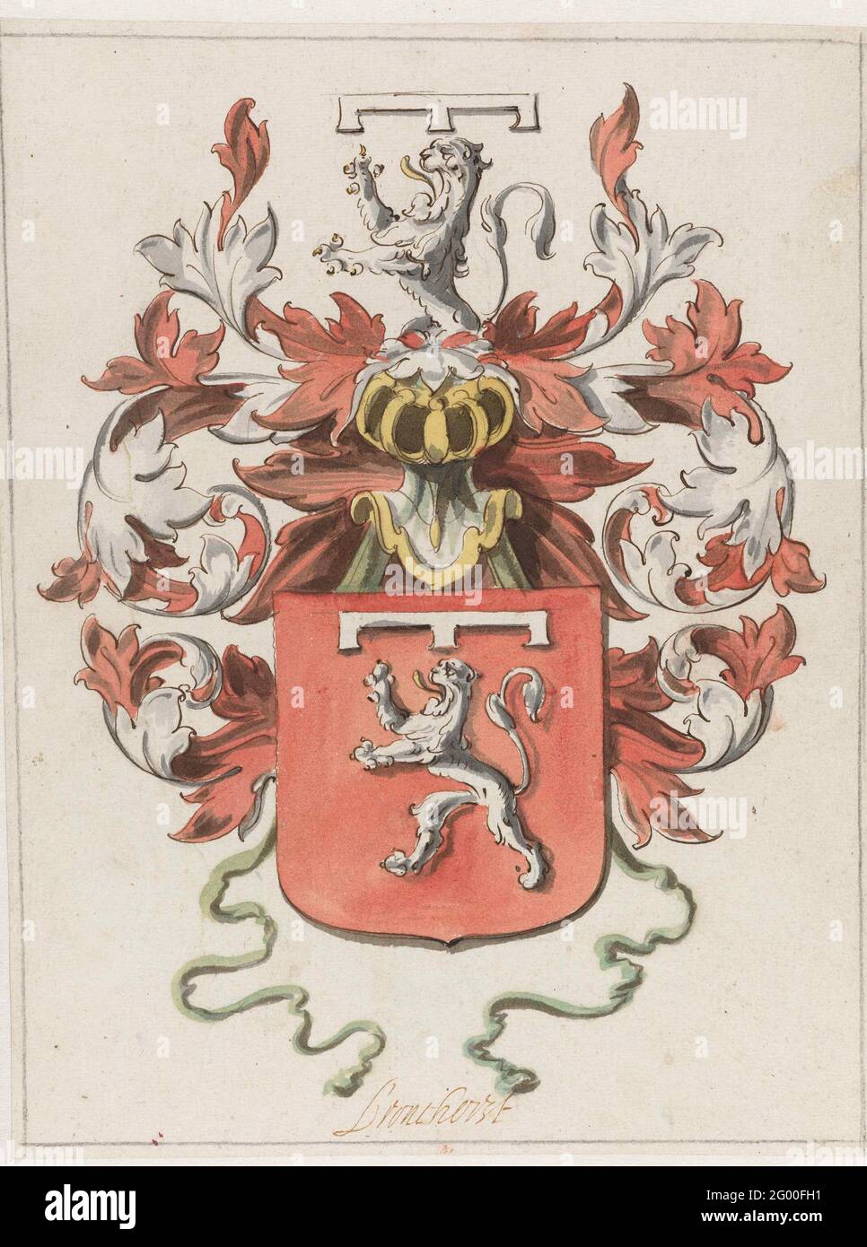 Coat of arms of the Bronckhorst family. Design for a glass window Stock ...