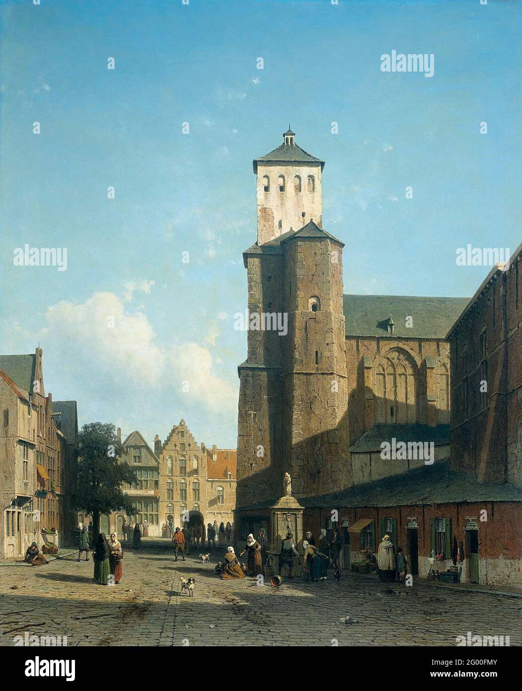 St Denis Church in Liège. Cityscape with the church of St. Denis in ...