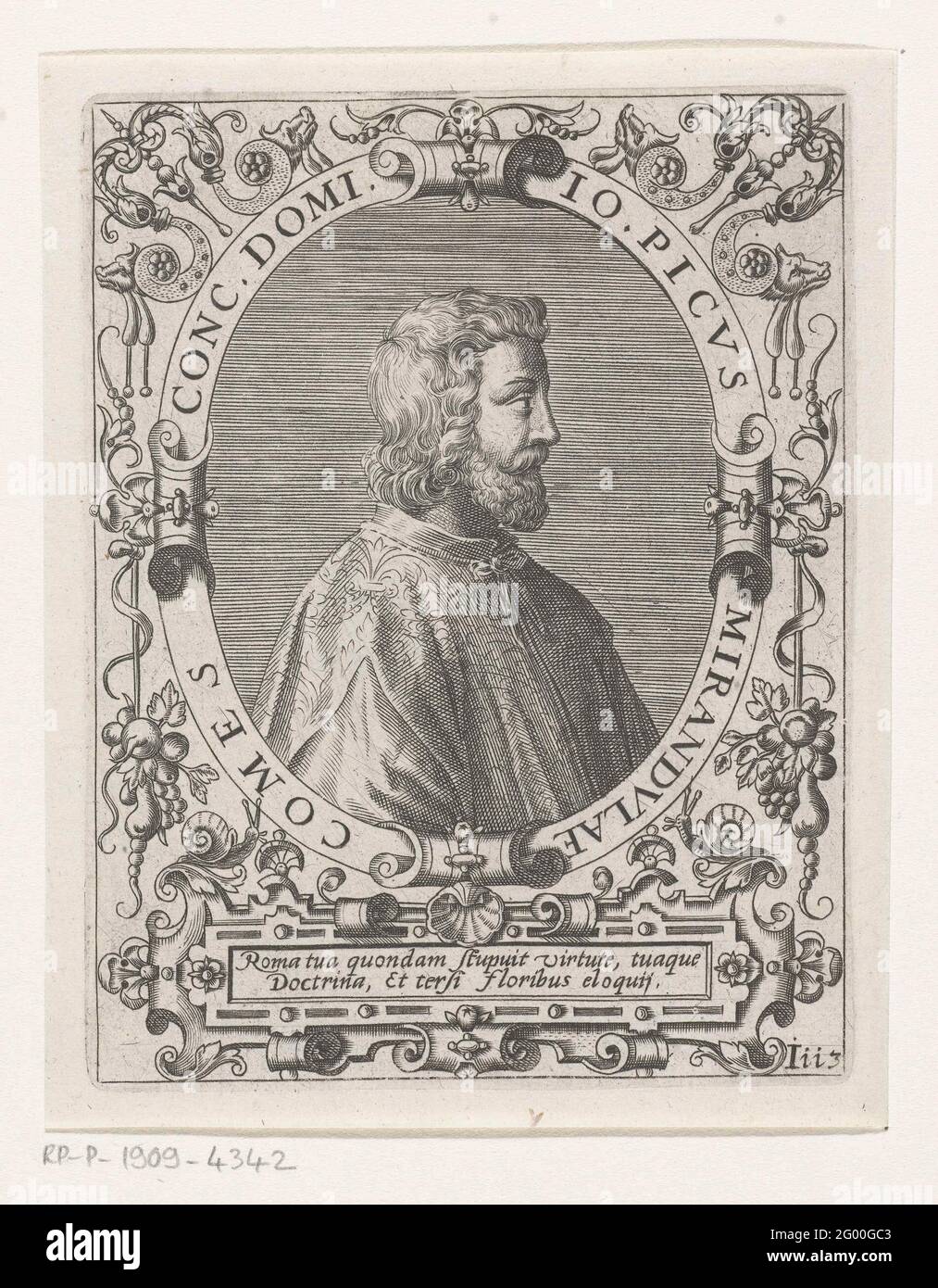 Portrait of Giovanni Pico della Mirandola; Io. Picus Mirandulae ...