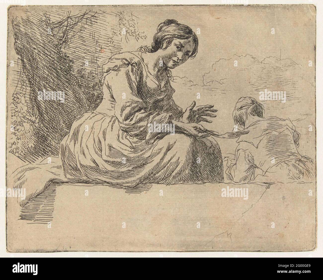 Young woman sitting on a stone; Sheep; Animalia Ad Vivum Delineata and ...
