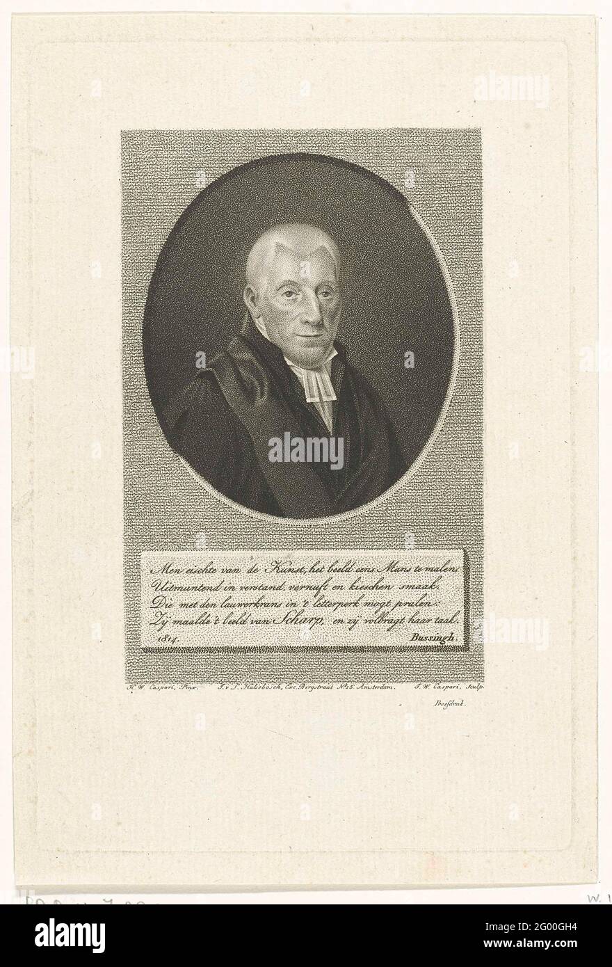 Portrait of Jan Scharp. Portrait in oval list of Jan Scharp, pastor in ...