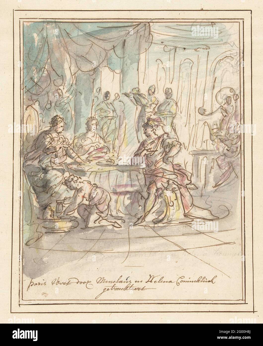 Paris received by Menelaüs and Helena. Design for a painting Stock ...