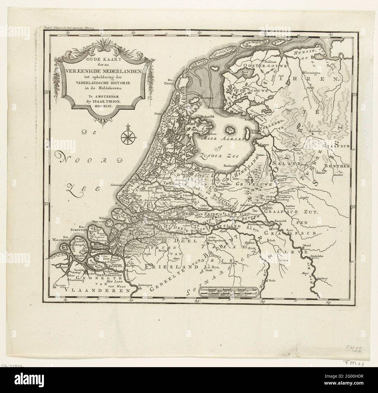 Historical map of the Netherlands during the Middle Ages; Old map of ...