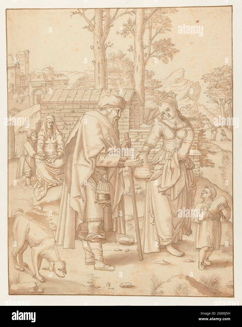 Abraham sprayed Hagar and Ismaël. Abraham gives a jug to Hagar, who ...