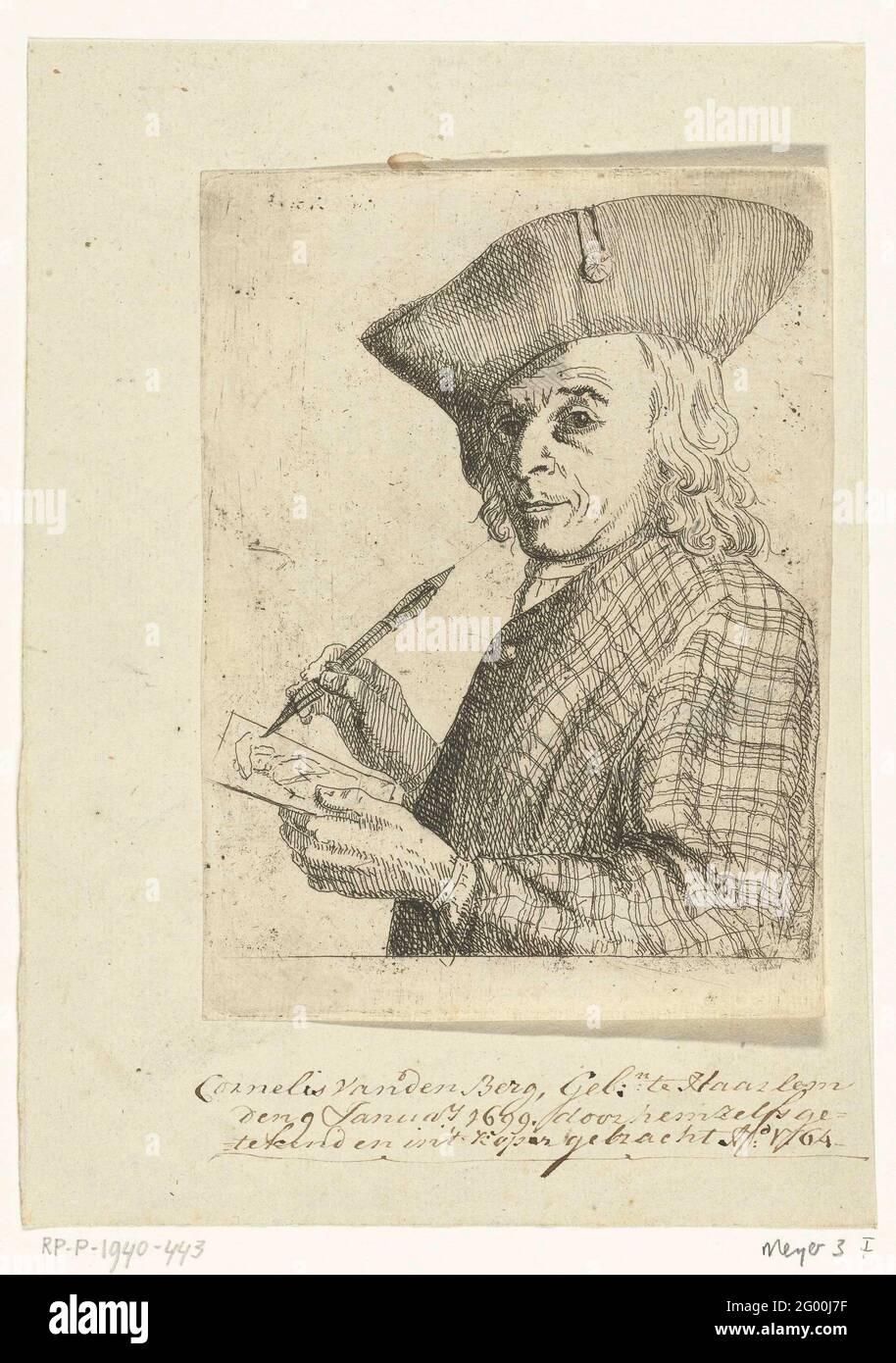 Self-portrait with pen and drawing Stock Photo - Alamy