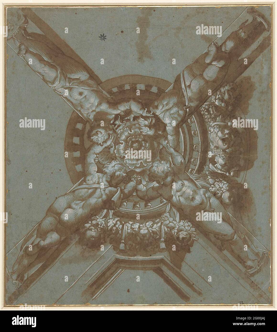 Design for ceiling painting with four putti. Design for the painting ...