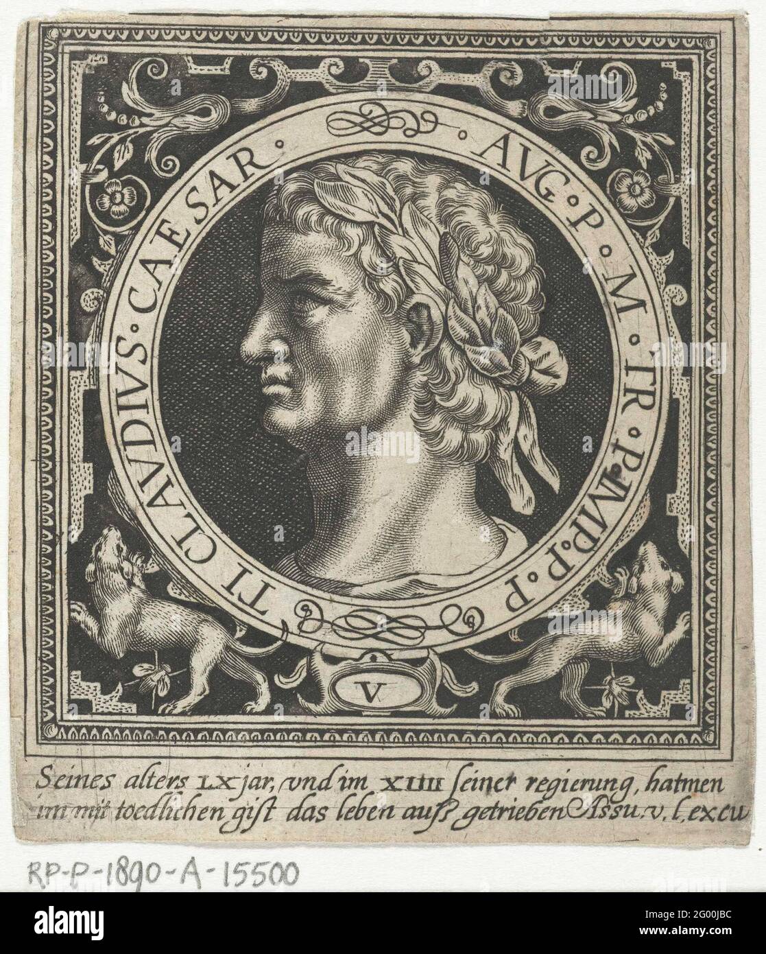 Portrait of Claudius on medallion; Roman emperors. Portrait with bust ...